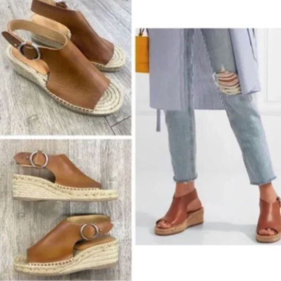 rag & bone | Shoes | Rag Bone Calla Leather Wedge Espadrille In Tan ...